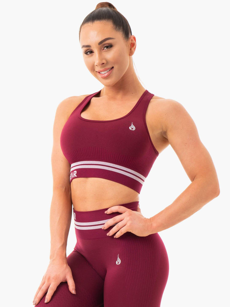 Freestyle Seamless Longline Sports Bra - Burgundy - Ryderwear