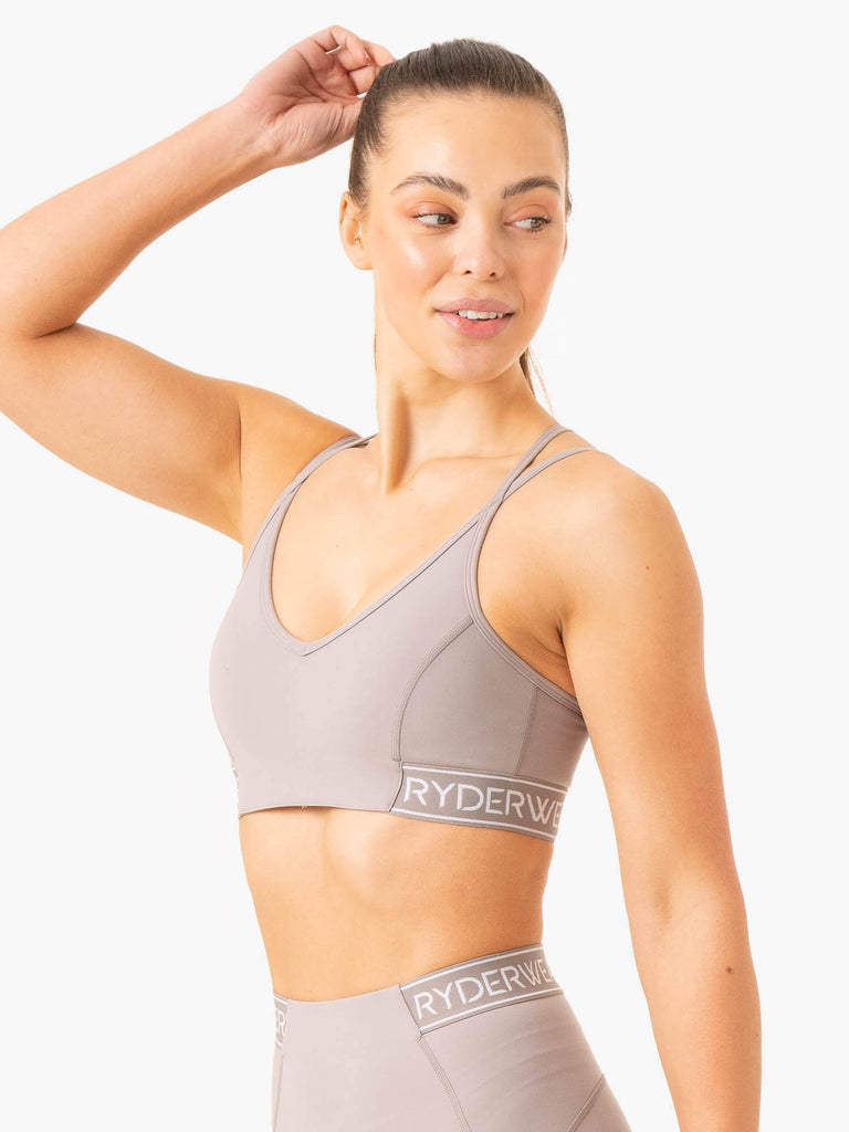 Level Up V-Neck Sports Bra - Steel Grey - Ryderwear